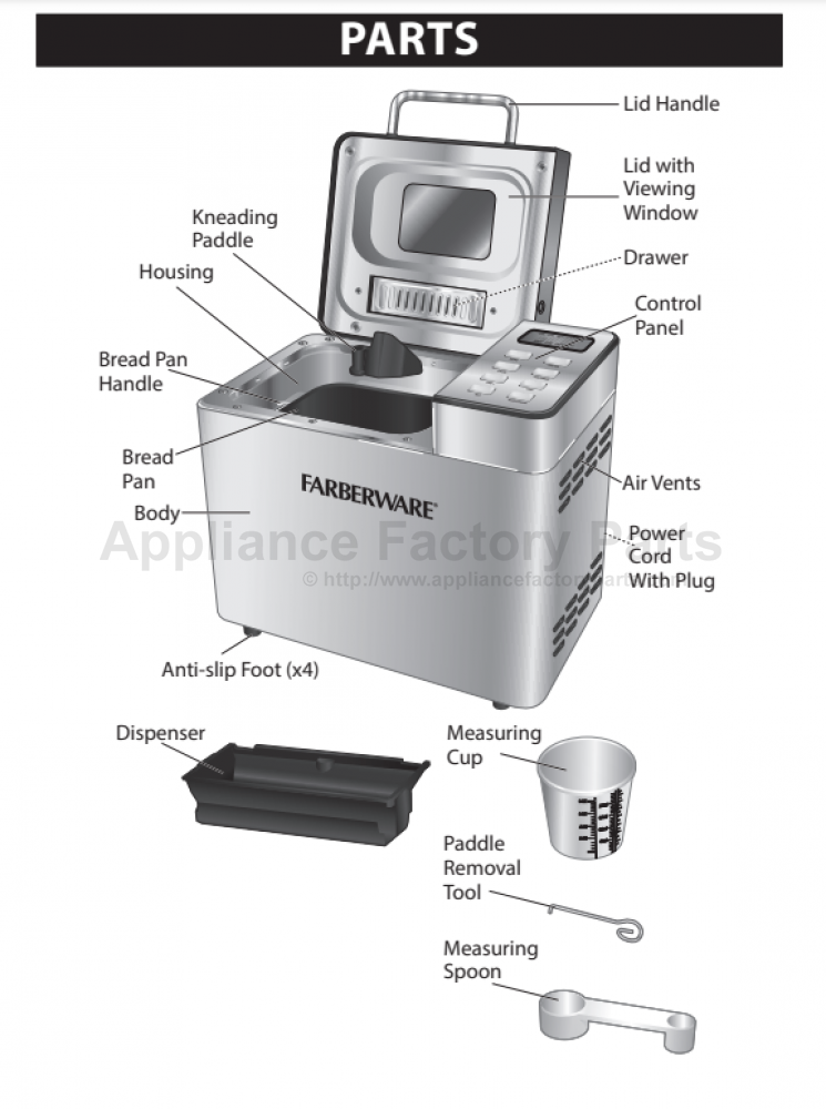 Farberware FW61100043213 Parts | Find Bread Machine Parts Here